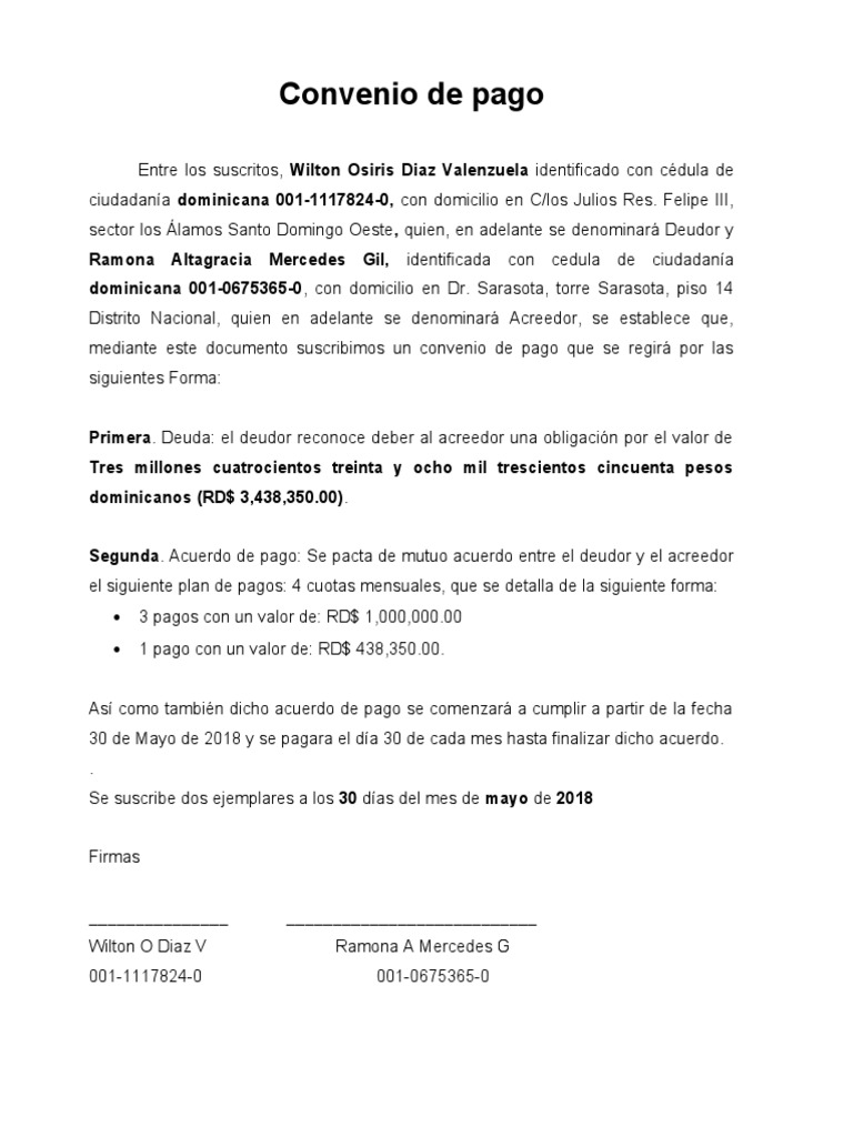 Convenio de Pago | PDF