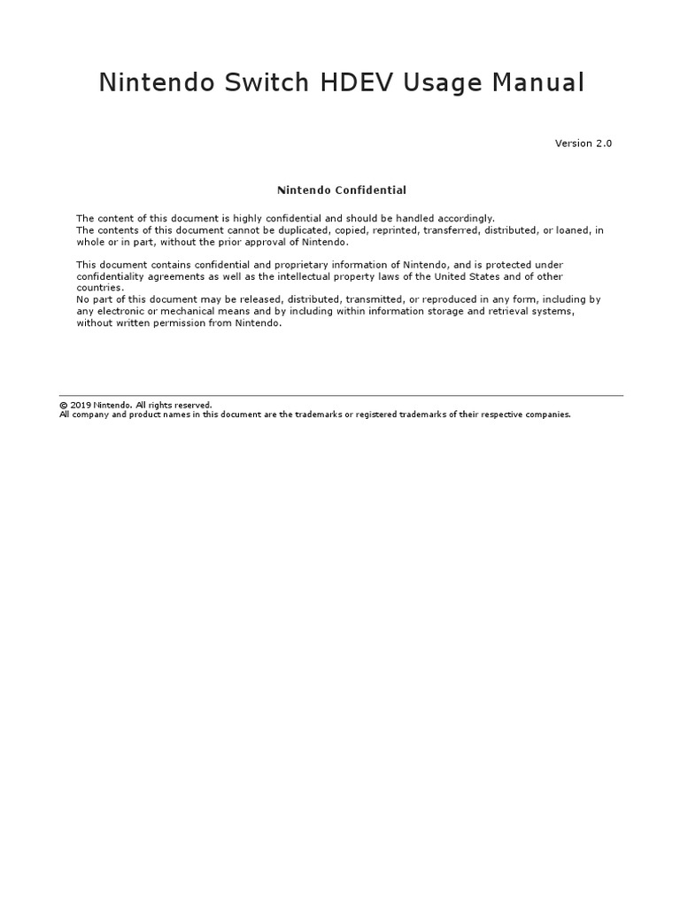 Nintendo Switch HDEV Usage Manual | PDF | Nintendo | Radio Frequency