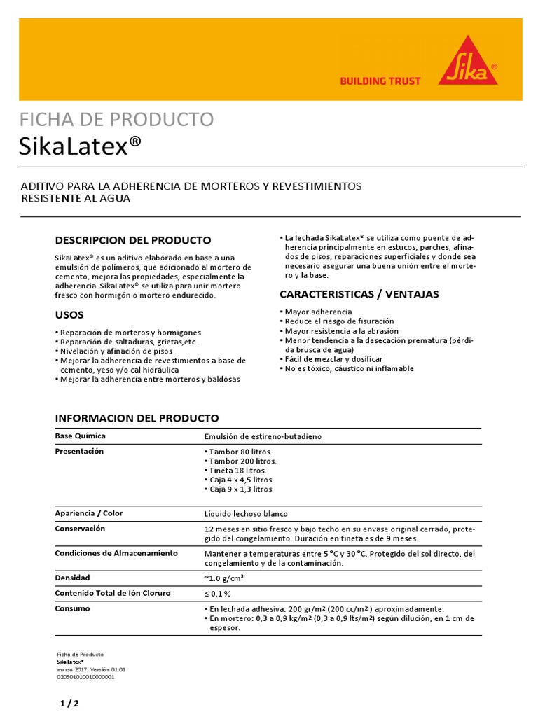 Sika Latex | PDF | Hormigón | Cemento
