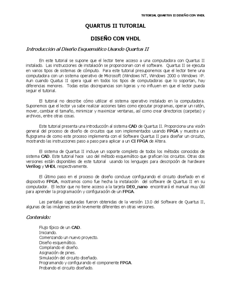Quartus Ii Tutorial en VHDL (Q13) | PDF | Vhdl | Arreglos de compuertas lógicas programables en ...