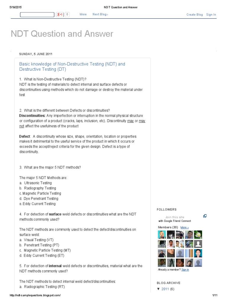 NDT Question and Answer | PDF | Nondestructive Testing | Materials Science