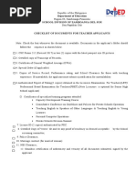 Teacher 1 Application Document Checklist | PDF