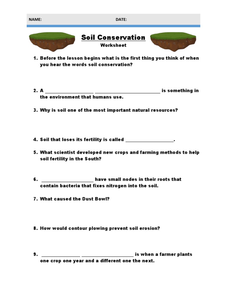 Soil Conservation Worksheet for Grades 3-5 | PDF | Crop Rotation | Soil ...