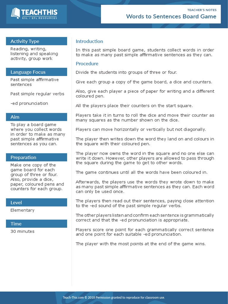 Board Game Past Simple | PDF