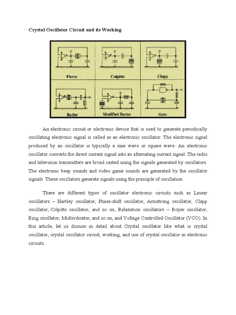 Crystal Oscillator Circuit And Its Working Pdf Electronic