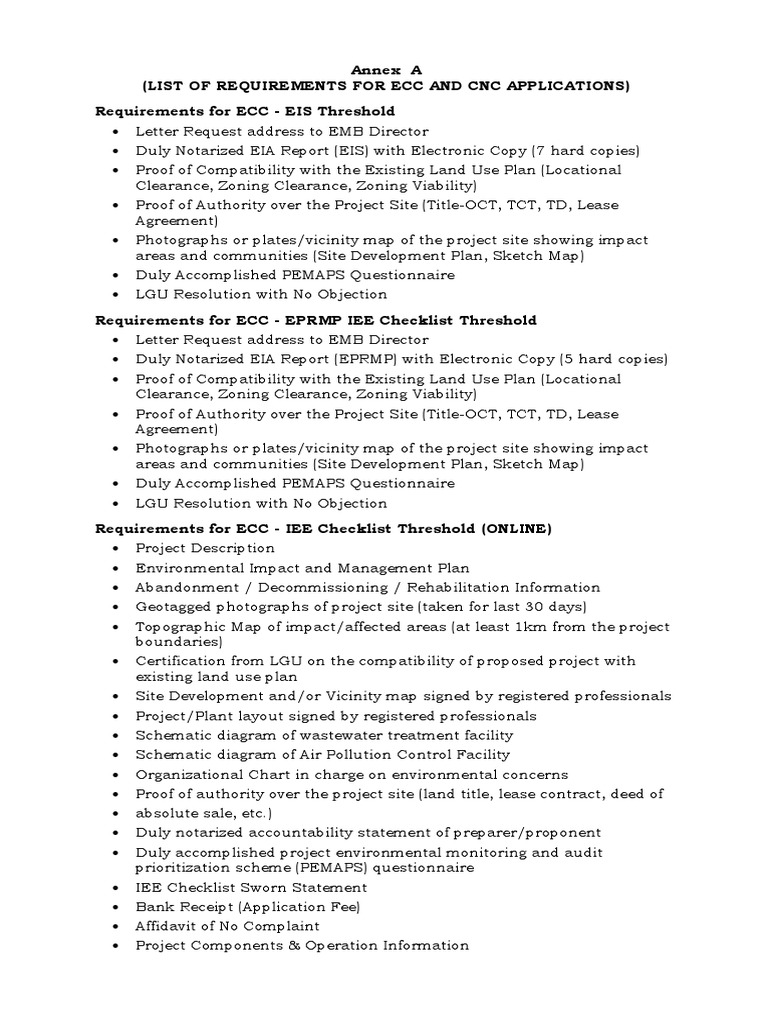 Annex-A - List of Requirements For ECC and CNC Applications | PDF ...
