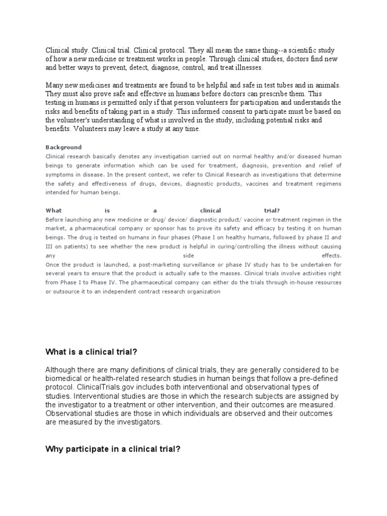 Clinical Study | PDF | Phases Of Clinical Research | Clinical Trial
