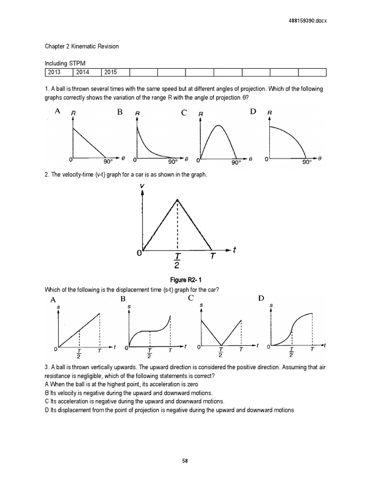 Chapter 2 Kinematic Revision | PDF | Acceleration | Velocity