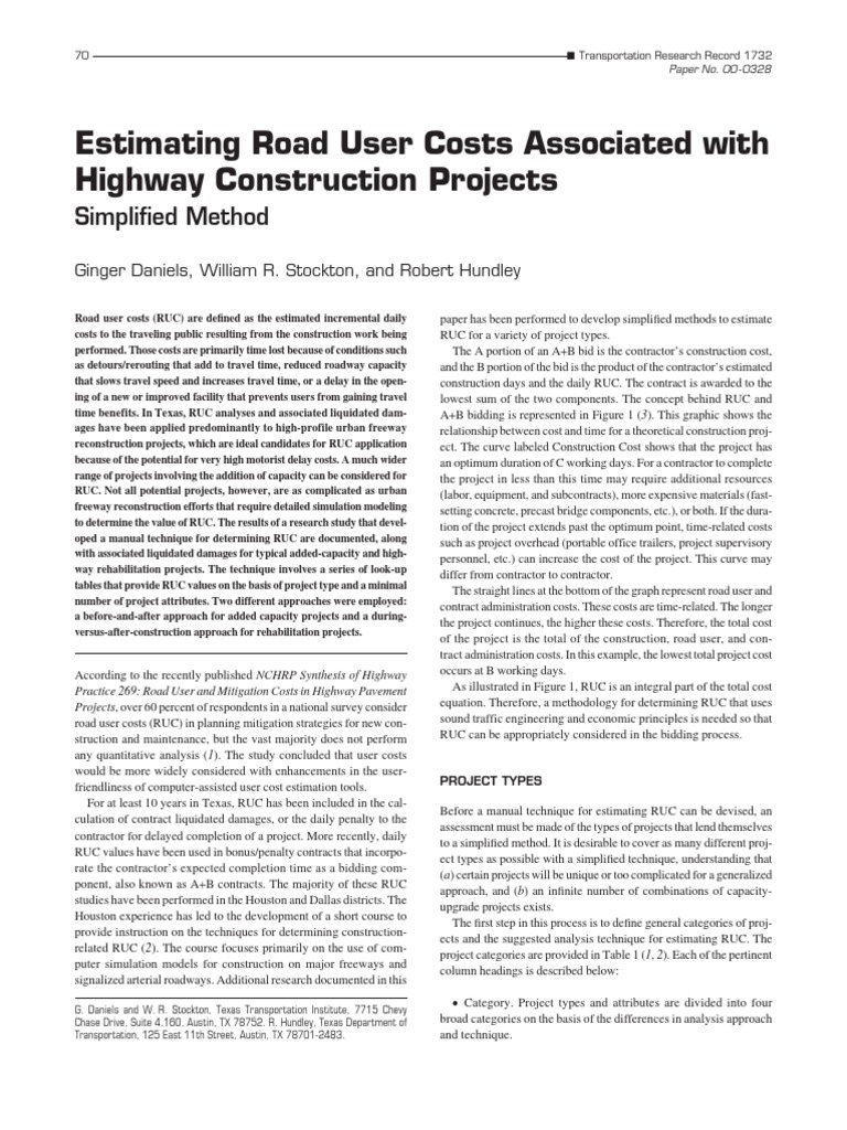Estimating Road User Costs in Texas | PDF | Traffic | Lane