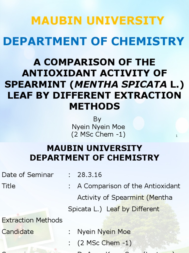 Maubin University: Department of Chemistry | PDF | Polyphenol ...