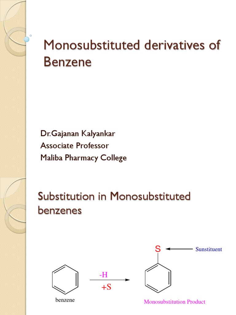 Monosubstituted Dervatives of Benzene PDF | PDF | Hydrogen Compounds ...