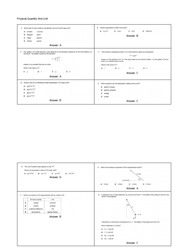 Quiz: Physical Quantities & Units | PDF
