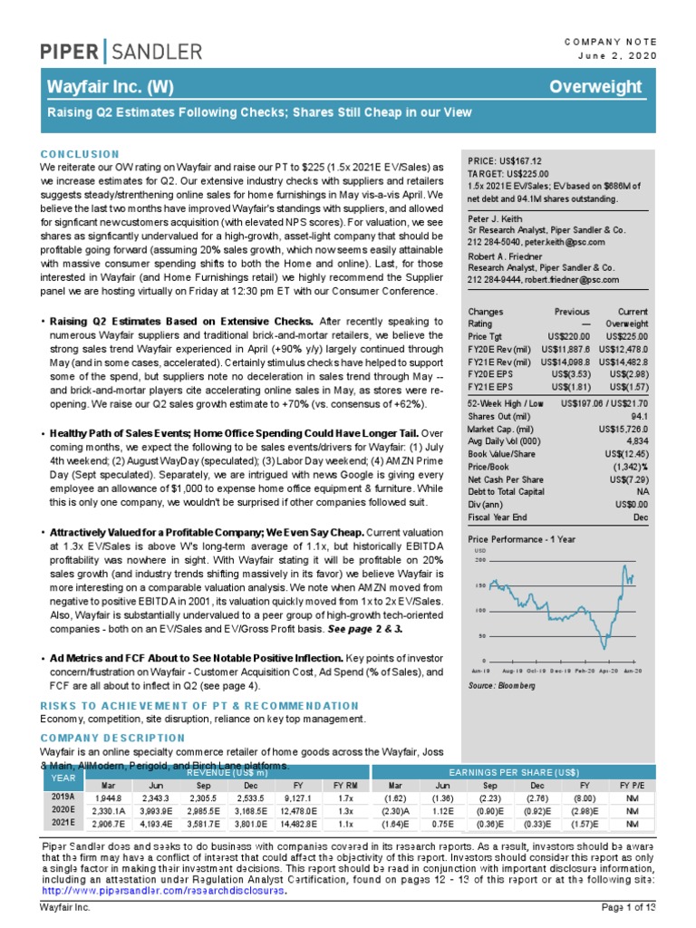 Piper Wayfair June 2020 | PDF | Corporations | Financial Accounting