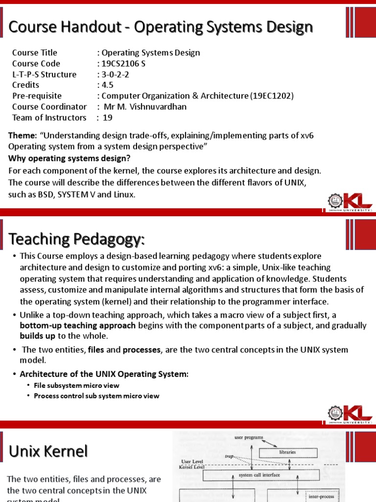 Course Handout - Operating Systems Design PDF | PDF | Kernel (Operating System) | Operating System