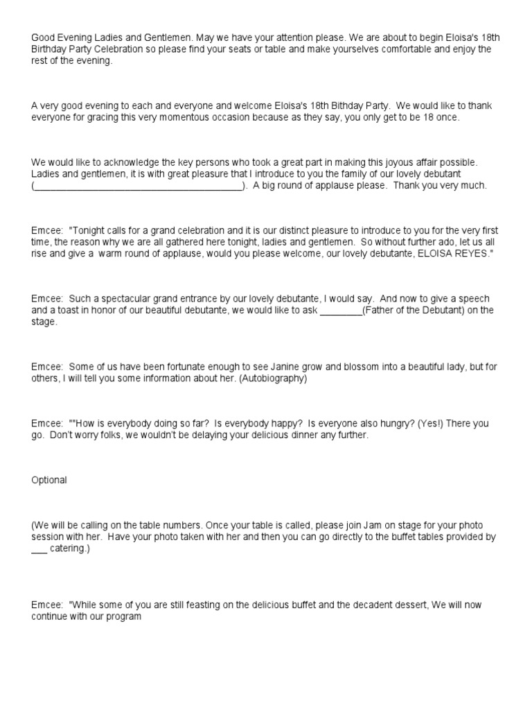 Script For Debut | PDF