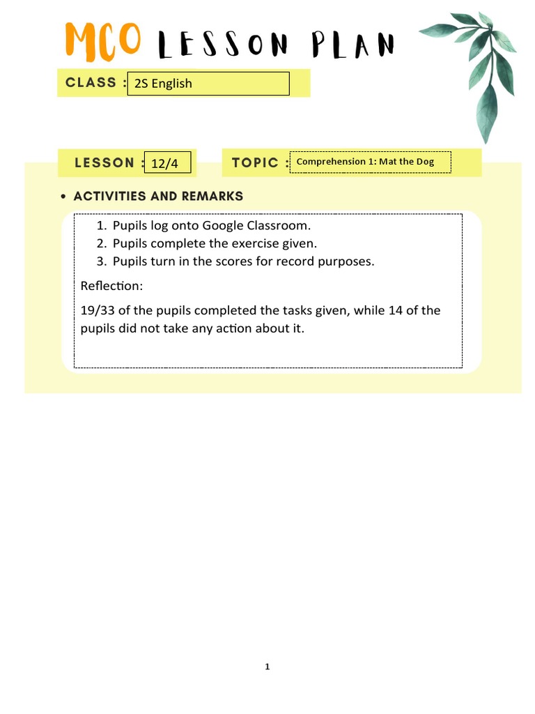 Comprehension 1: Mat The Dog | PDF