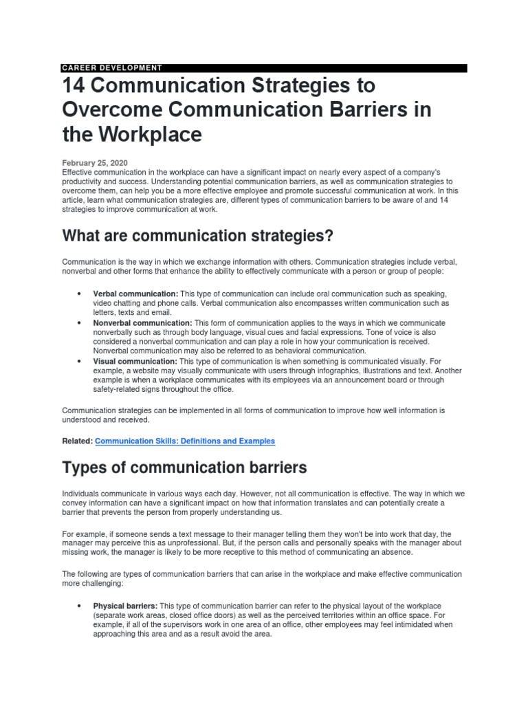 Communication Barriers - Notes | PDF | Body Language | Nonverbal ...