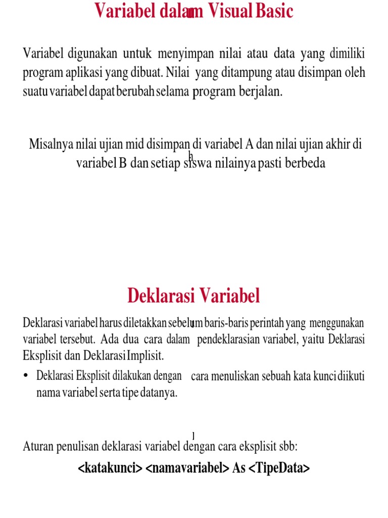 Variabel Dalam Visual Basic | PDF | Komputer
