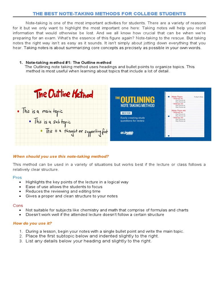 The Best Note-Taking Methods | PDF | Human Communication | Applied ...