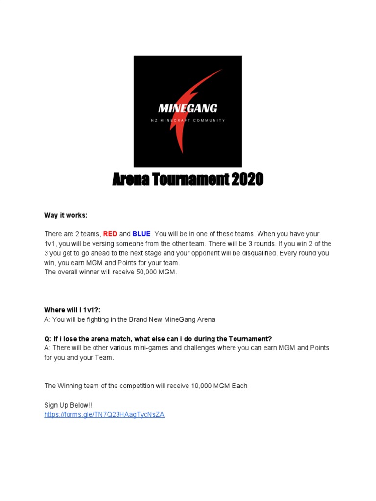 Arena Tournament 2020: Compete for MGM | PDF