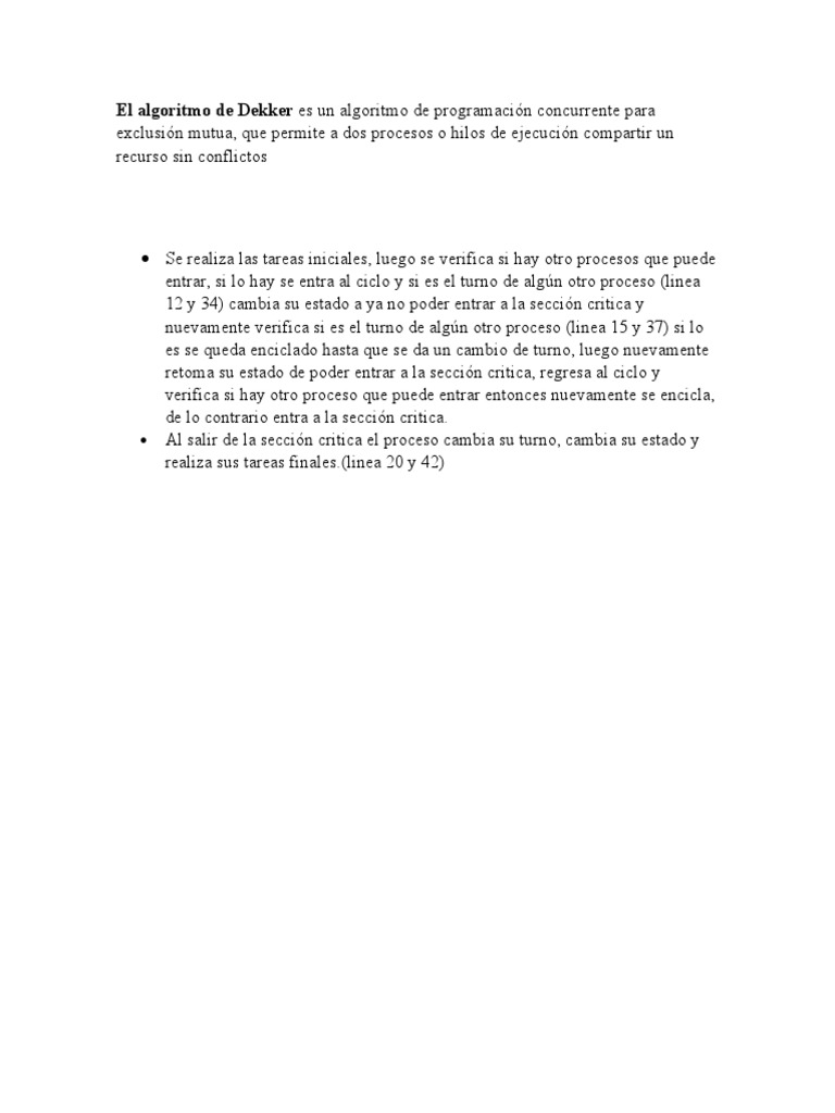 El Algoritmo de Dekker | PDF