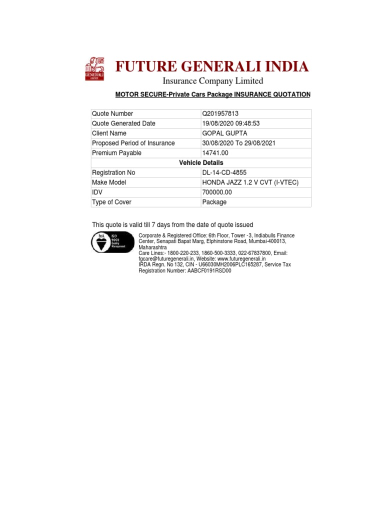 Future Generali India: Insurance Company Limited | PDF