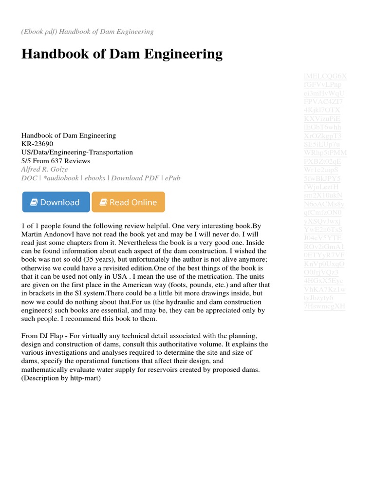 (Ebook PDF) Handbook of Dam Engineering | PDF | Books | Science