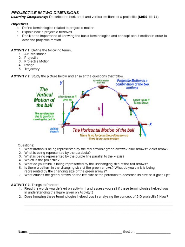 Projectile in Two Dimensions