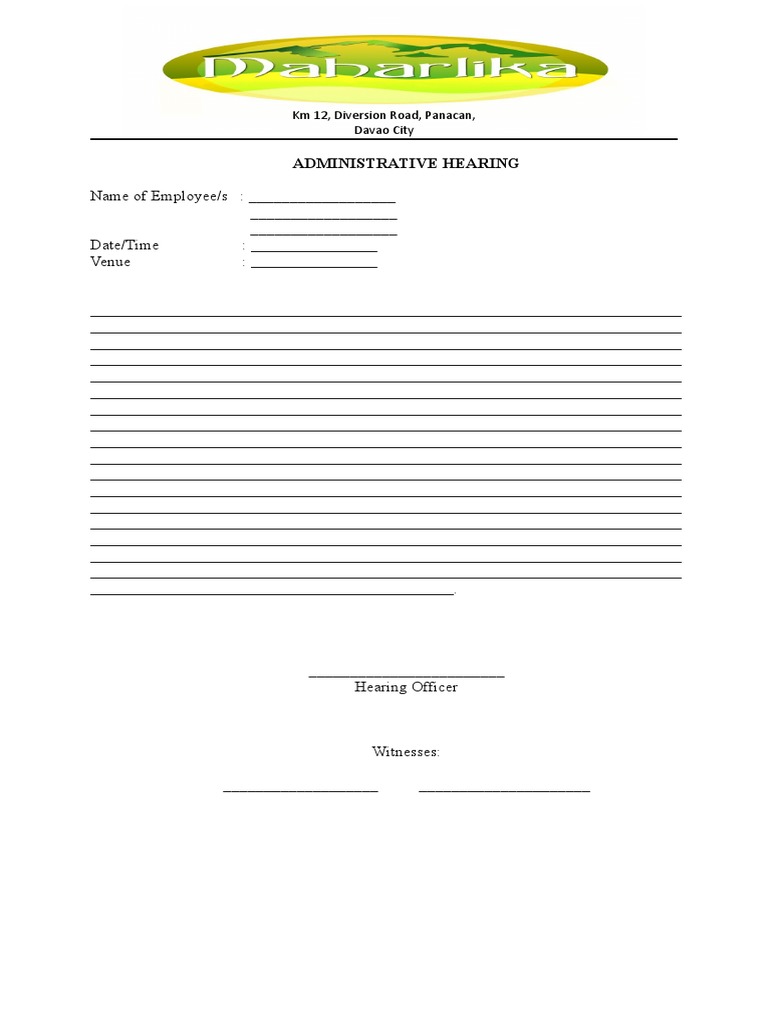 Davao City Administrative Hearing Form | PDF | Career & Growth