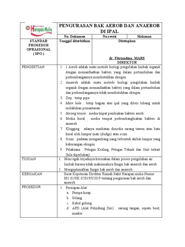 Pengurasan Bak Aerob Dan Bak Anaerob | PDF