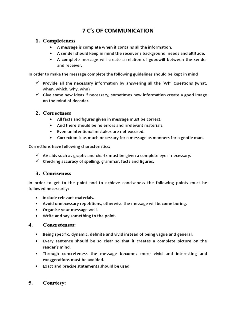7 C's of Communication-3 | PDF | Communication | Cognitive Science