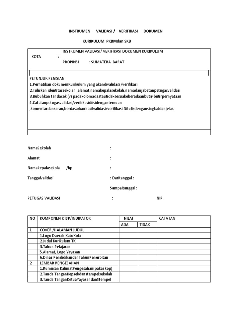 Instrumen Validasi PKBM | PDF