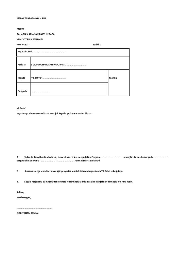 Memo Tandatangan Sijil | PDF