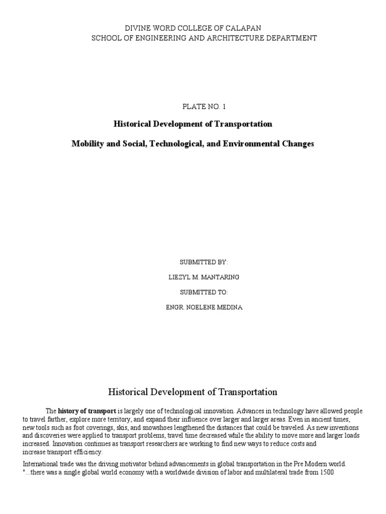 Historical Development of Transportation Mobility and Social ...