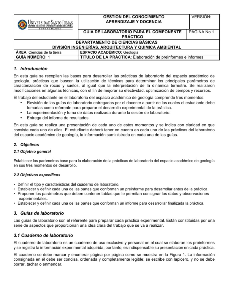 Elaboración de preinformes en geología | PDF | Laboratorios | Conocimiento administrativo