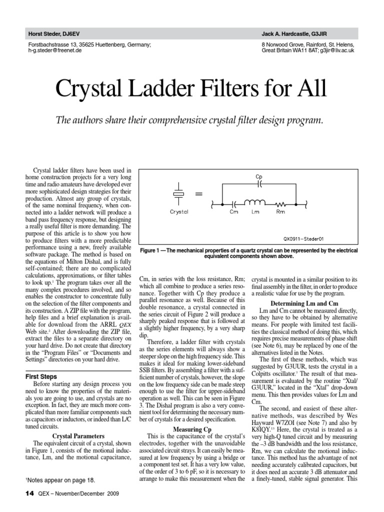 Crystal Ladder Filters For All | PDF | Electronic Filter | Filter ...