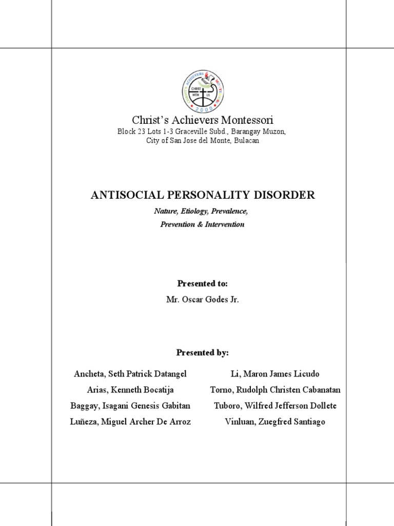 Anti-Social Personality Disorder: A Case Study | PDF | Antisocial ...