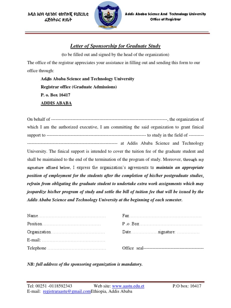 Sponsorship-Letter Aastu PDF | PDF