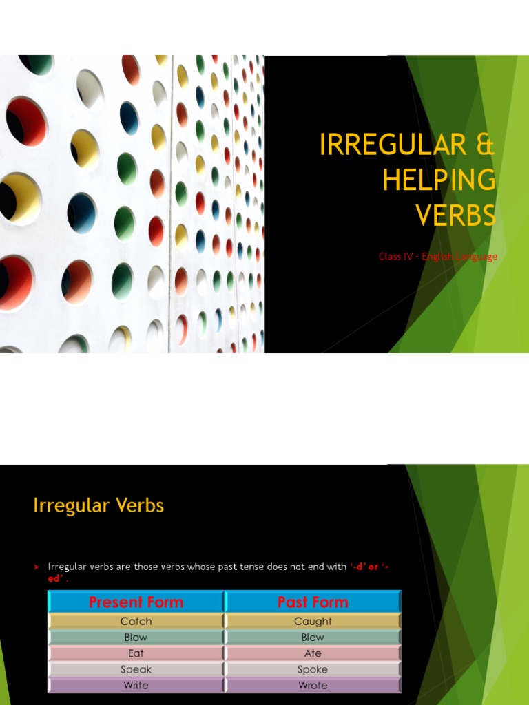 Irregular verbs and helping verbs explained | PDF | Verb | Semantic Units