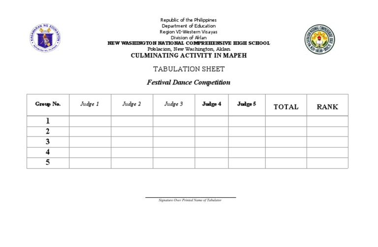 Festival Dance Tabulation Sheet | PDF