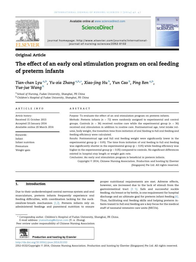 The Effect of An Early Oral Stimulation Program On Oral Feeding of ...