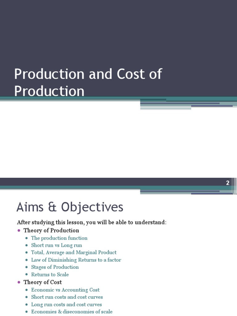 Production Theory and Cost Analysis Guide | PDF | Production Function ...