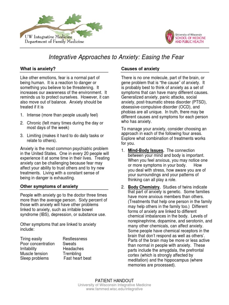 Handout Anxiety Patient | PDF | Anxiety | Cognitive Behavioral Therapy