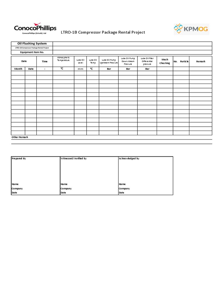 Lube Oil Flushing Report for LTRO-1B | PDF