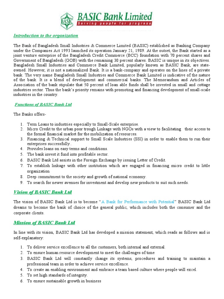 BASIC Bank: Empowering Small Industries | PDF | Transaction Account | Banks