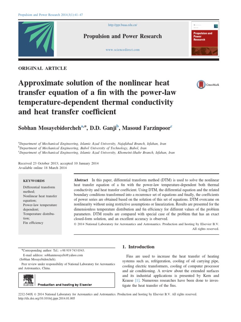 Approximate Solution of The Nonlinear Heat Transfer Equation of A Fin With The Power Law ...
