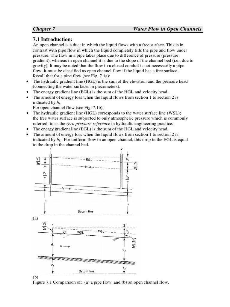 Water Flow in Open Channels | PDF | Fluid Dynamics | Slope