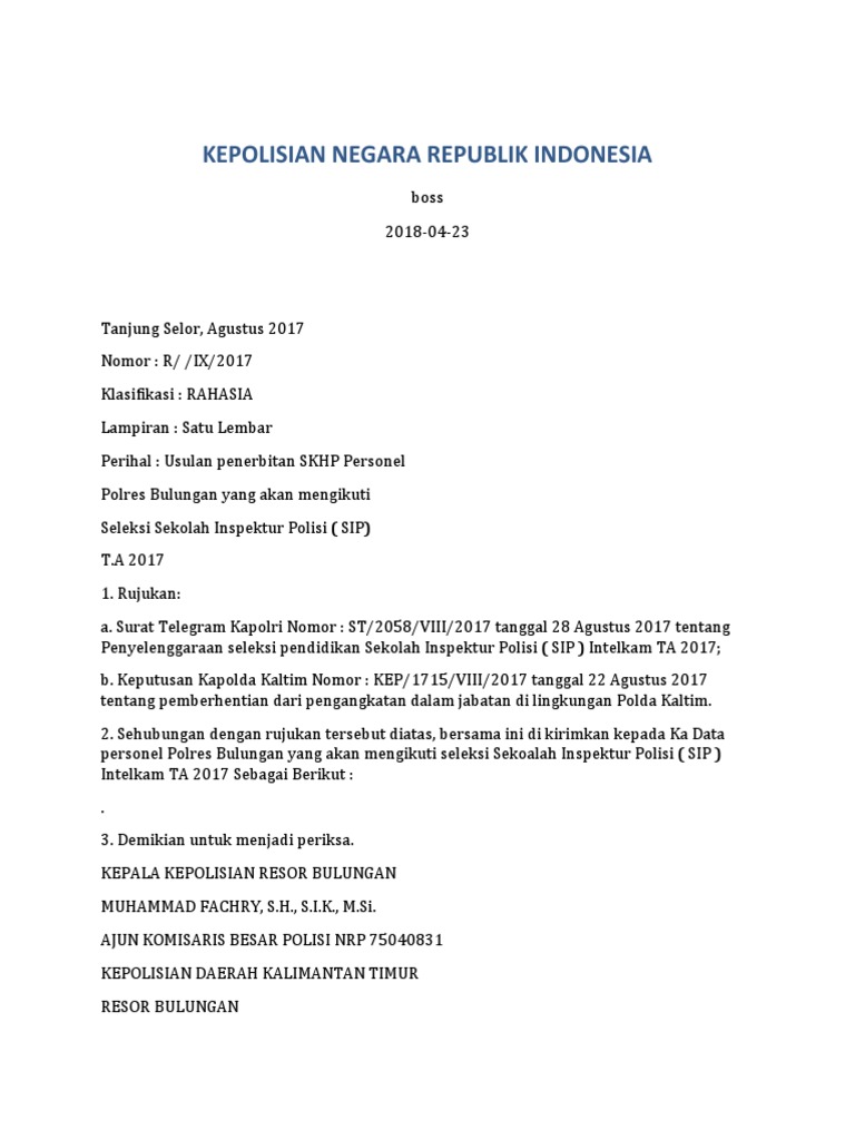 Contoh Surat Nota Dinas Surat Bi | PDF