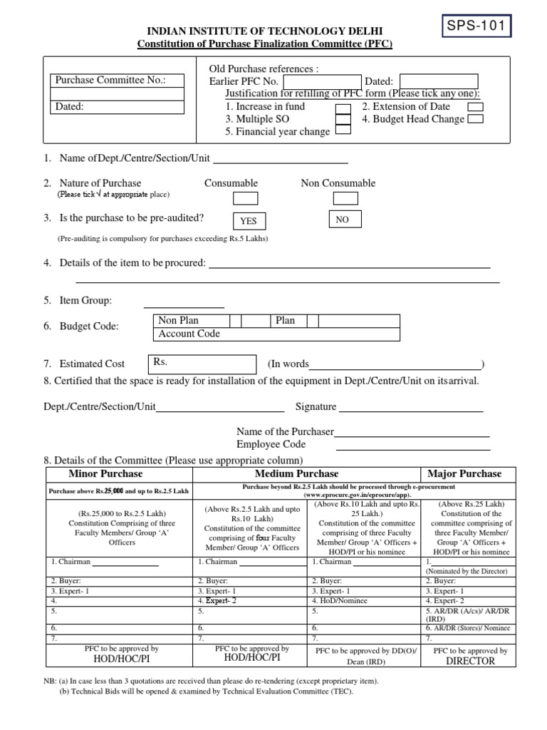 Indian Institute of Technology Delhi Constitution of Purchase ...