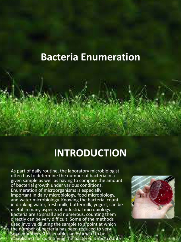 Bacteria Enumeration Techniques Explained | PDF | Colony Forming Unit ...